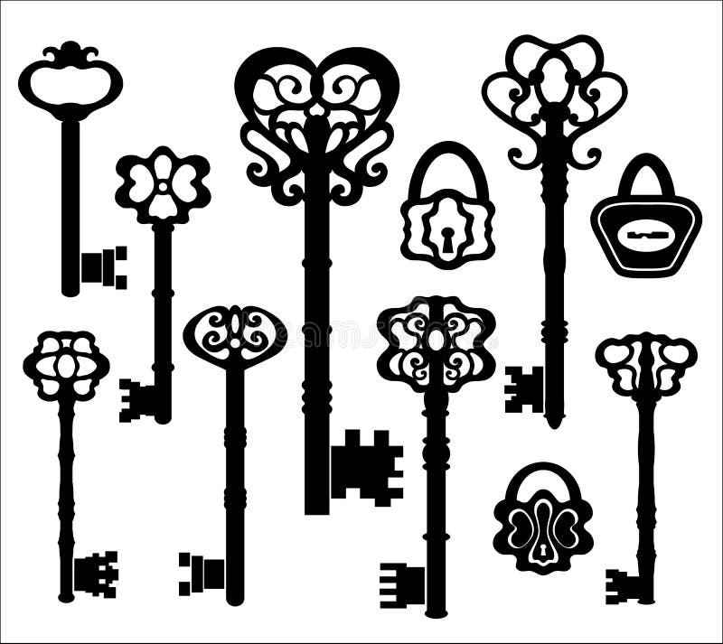 Ornamental Medieval Vintage Keys . Antique Keys Stock Vector ...