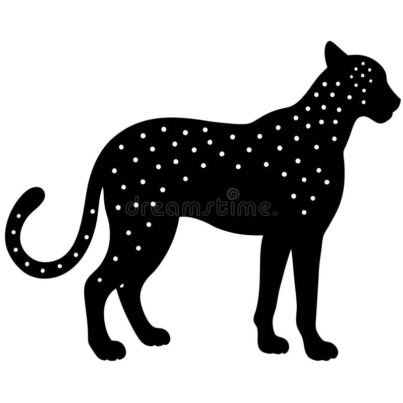 Black silhoutte Cheetah stock vector. Illustration of mane - 347622300