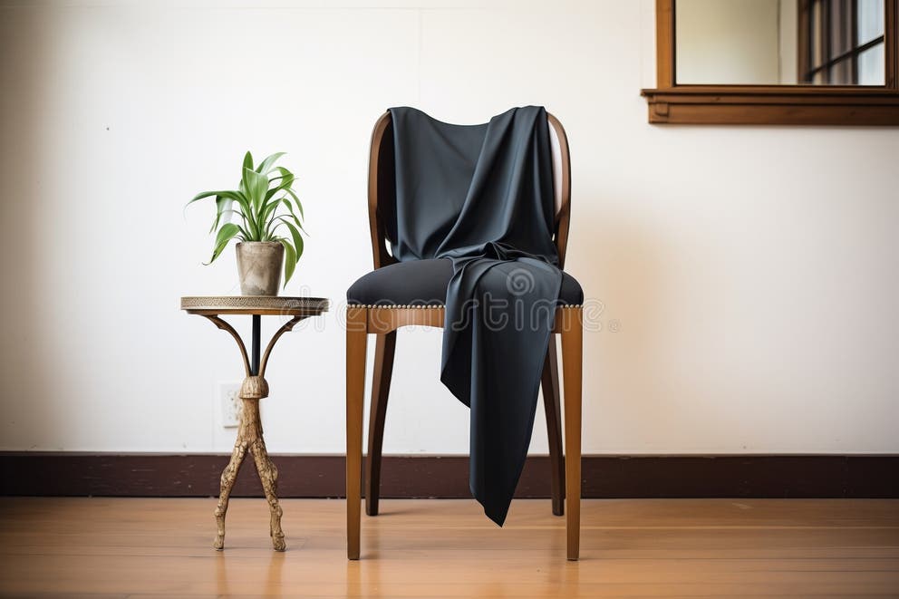 Black Silk Cape Draped Over a Chair Stock Photo - Image of fashion ...