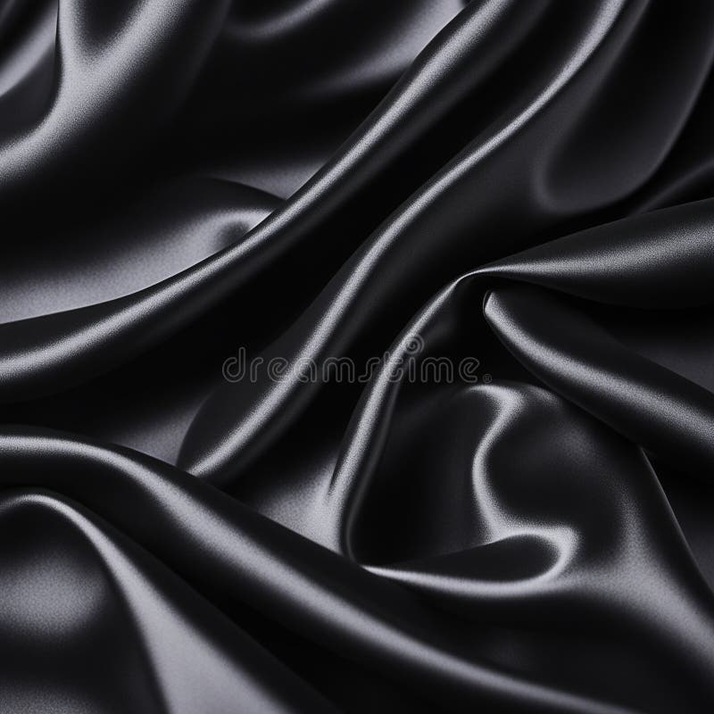 Black Silk Fabric Background and Texture. Black Satin Textured ...