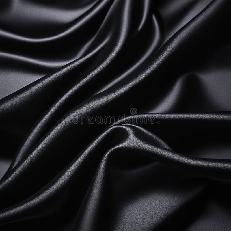 Black Silk Fabric Background and Texture. Black Satin Textured ...