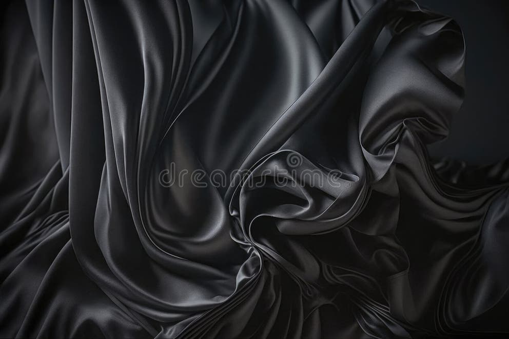 Black Silk Fabric Texture Background. Generative AI Stock Illustration ...