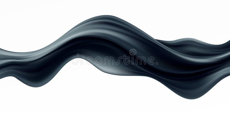 Black Silk Fabric Wave Ribbon Pleat Flying Isolated on White Background ...