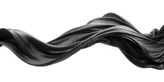 Black Silk Flow 3D Render, Abstract Wave Stock Illustration ...