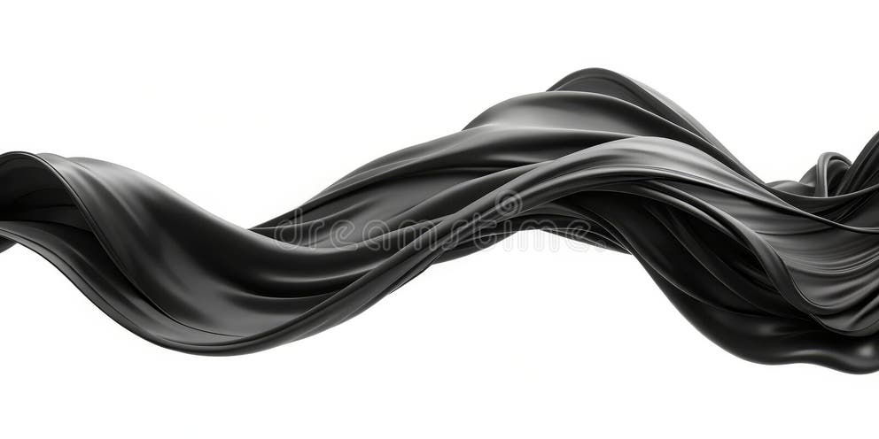 Black Silk Flow 3D Render, Abstract Wave Stock Illustration ...