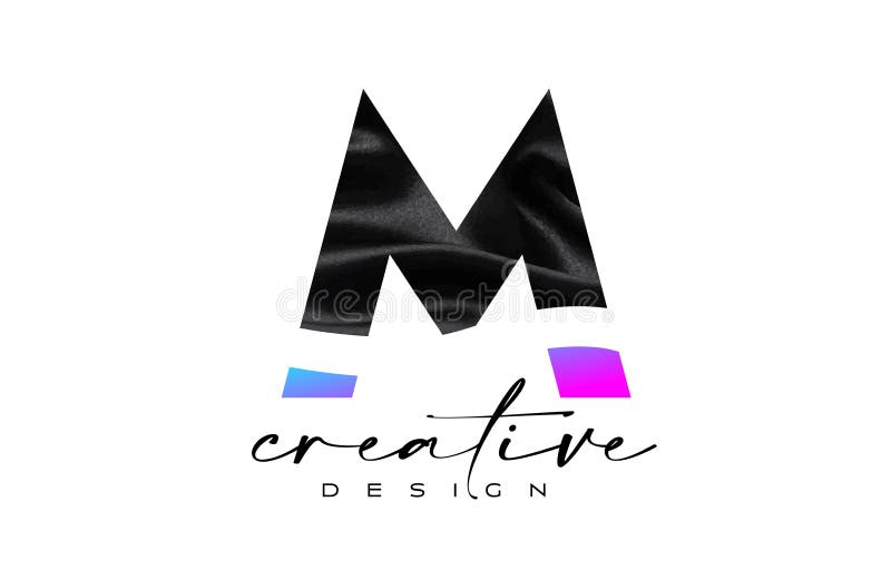 Black Silk Letter M Logo Design with Textile Material Texture and ...