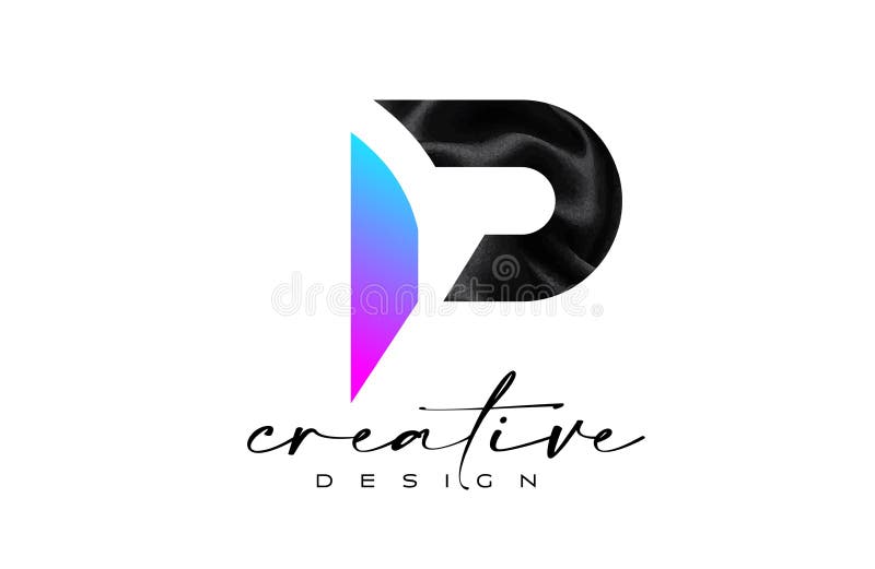 Black Silk Letter P Logo Design with Textile Material Texture and ...
