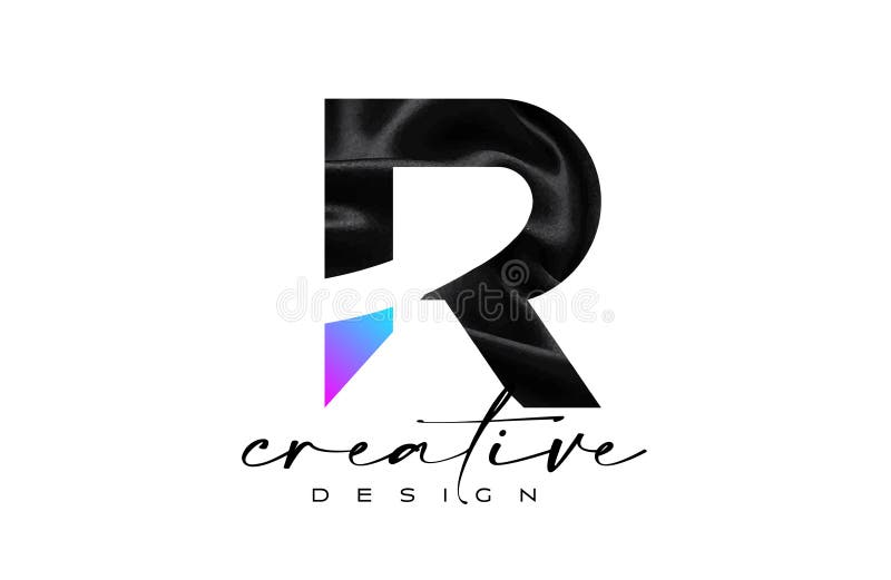 Black Silk Letter R Logo Design with Textile Material Texture and ...