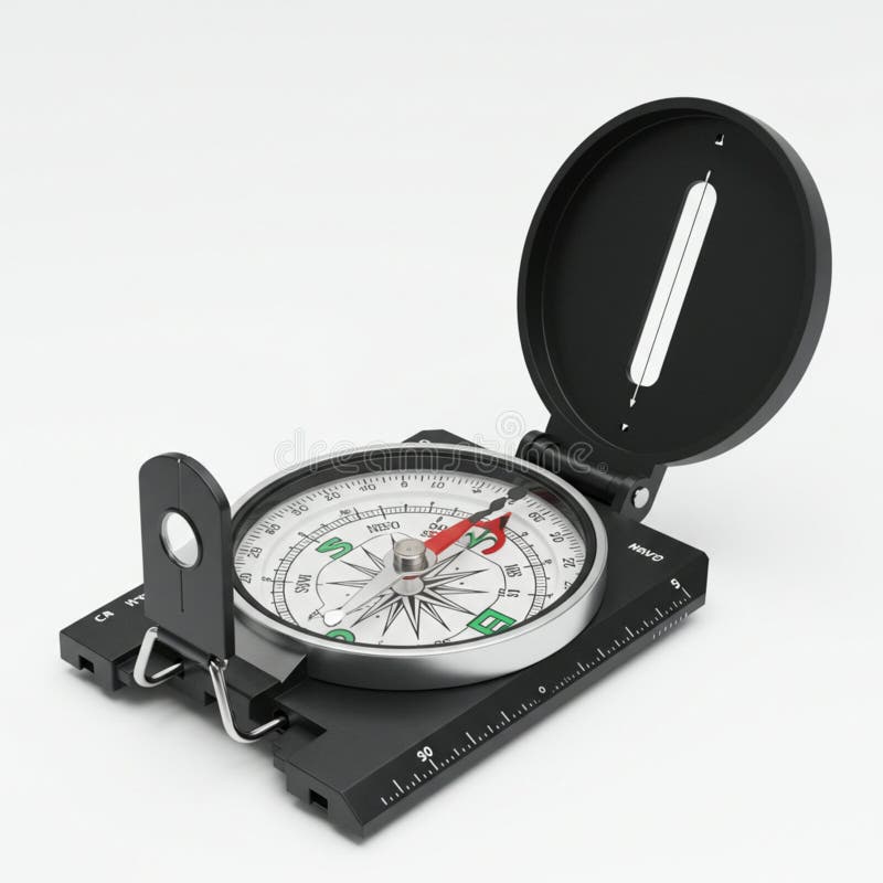 A Black and Silver Compass with a Round Dial Featuring Cardinal ...
