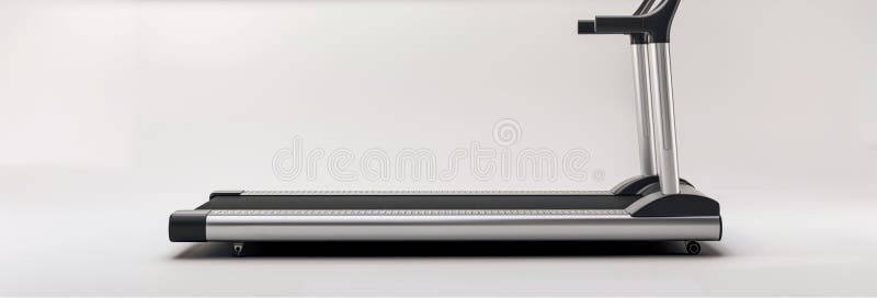 Black, Silver Exercise Treadmill Standing Upright on Gray Background ...