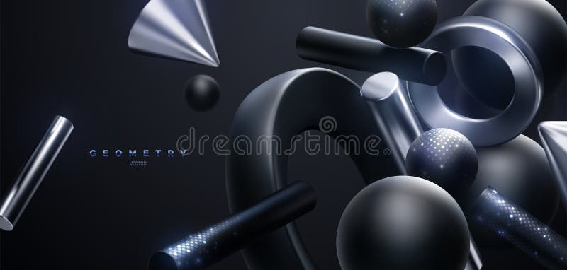Black and Silver Geometric Shapes Backdrop. Abstract Elegant Background ...