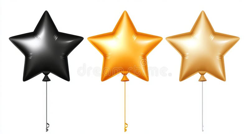 Black, Silver, and Gold Inflation Star Balloon Mockup Stock Photo ...