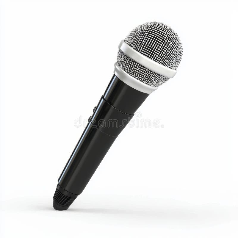 Black and Silver Microphone on White Background Stock Illustration ...