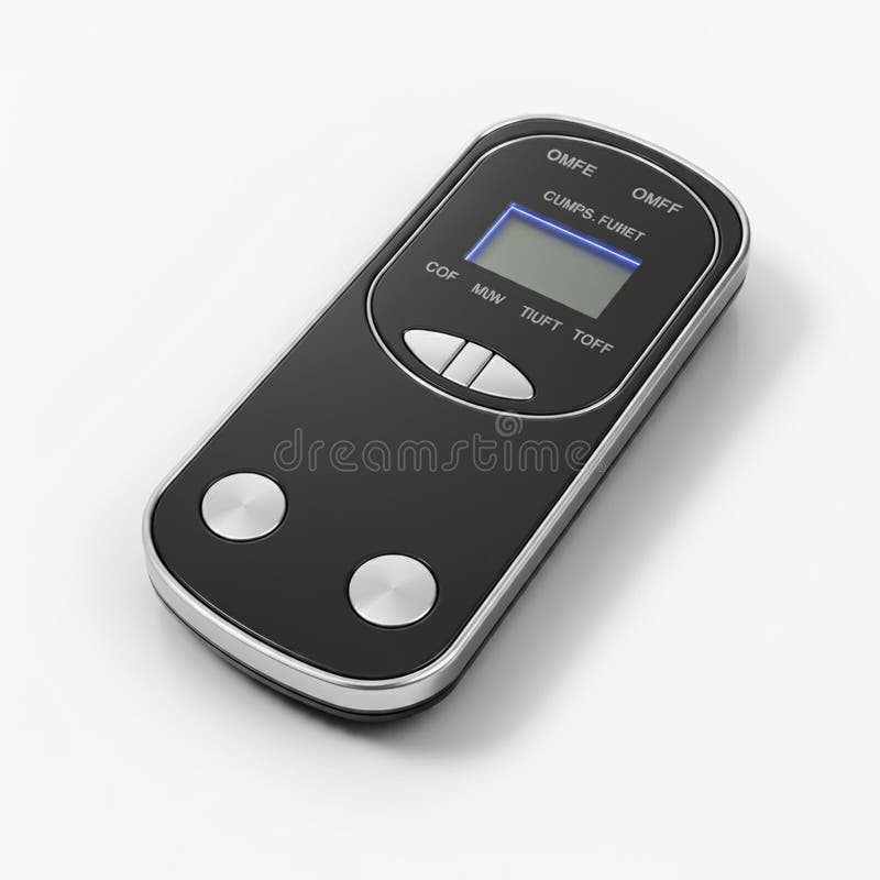 Black and Silver Remote Control with a Digital Display and Buttons. the ...