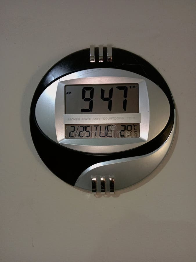 Black and Silver Round Digital Clock Displaying Time Stock Photo ...