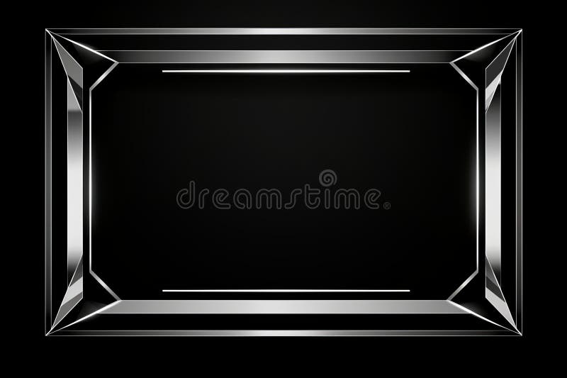 A Black and Silver Square Frame on a Black Background Stock ...