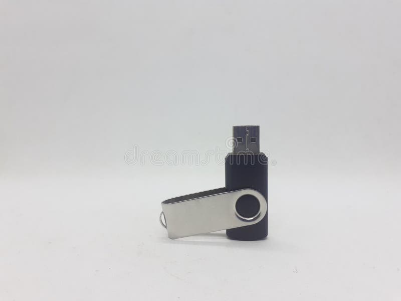 A Black and Silver USB Flash Drive on White Isolation Background Stock ...