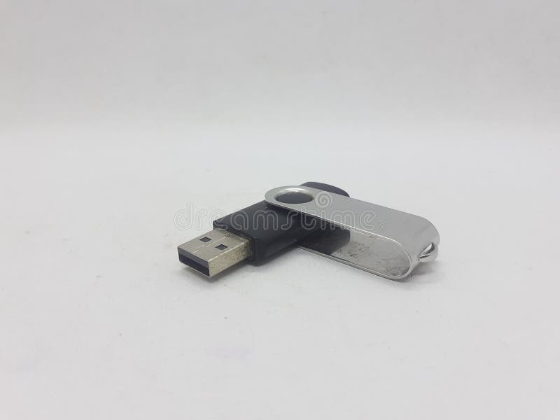 A Black and Silver USB Flash Drive on White Isolation Background Stock ...