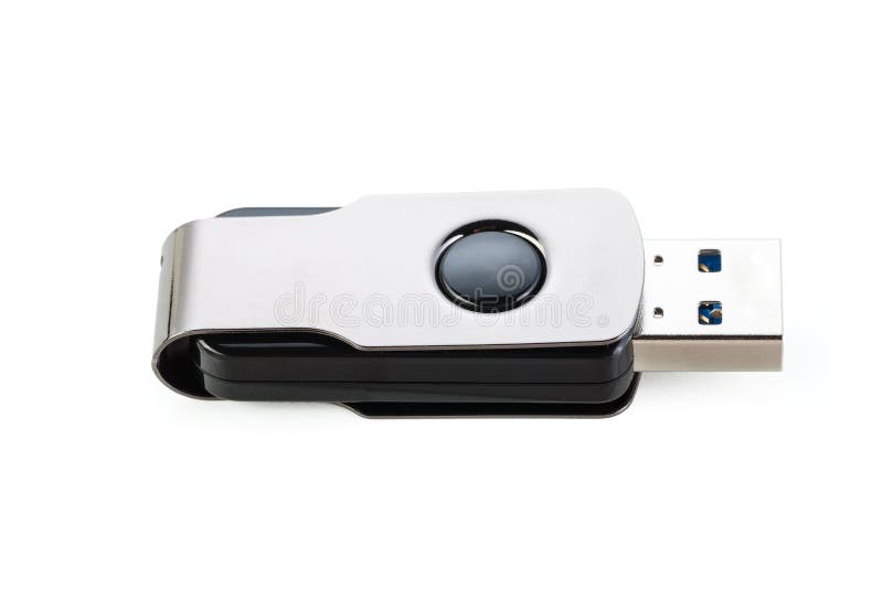 Black and Silver USB Stick Isolated on White Background . USB Pen Drive ...