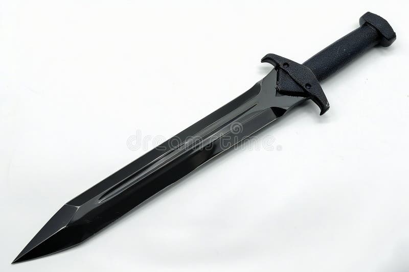 Black Simple Dagger with a Straight Blade on a White Background ...