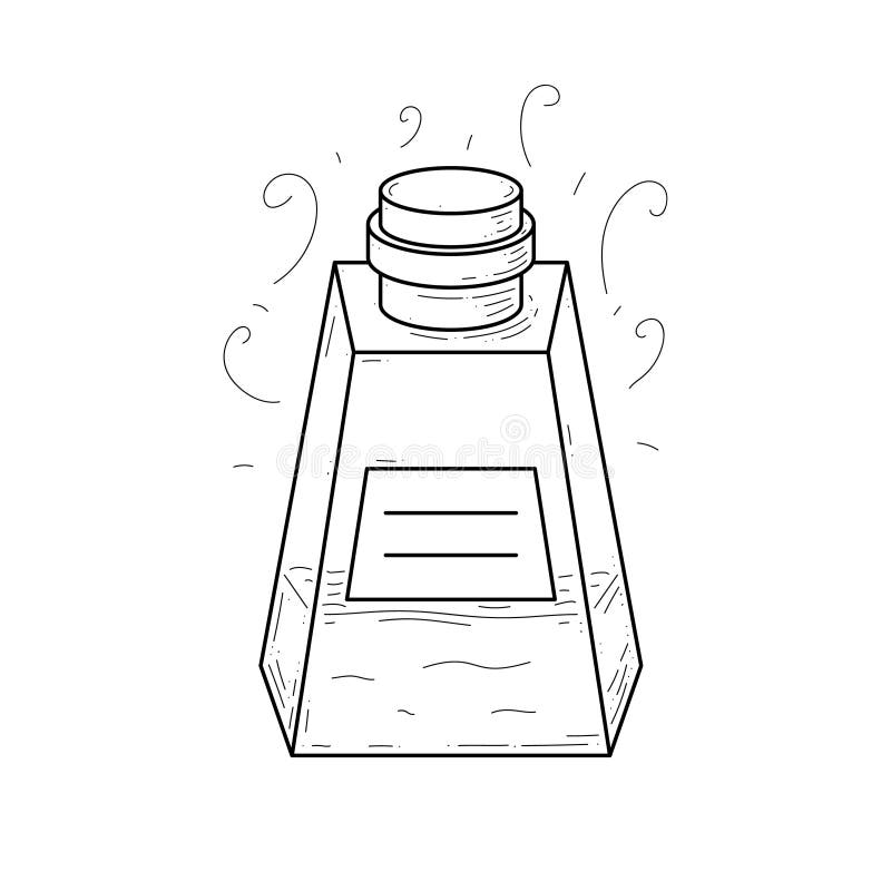 Black Simple Line Glass Flask Doodle Outline Potion Drink Elixir Liquid ...