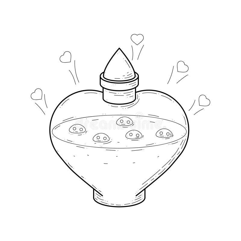 Black Simple Line Glass Flask Doodle Outline Potion Drink Elixir Liquid ...