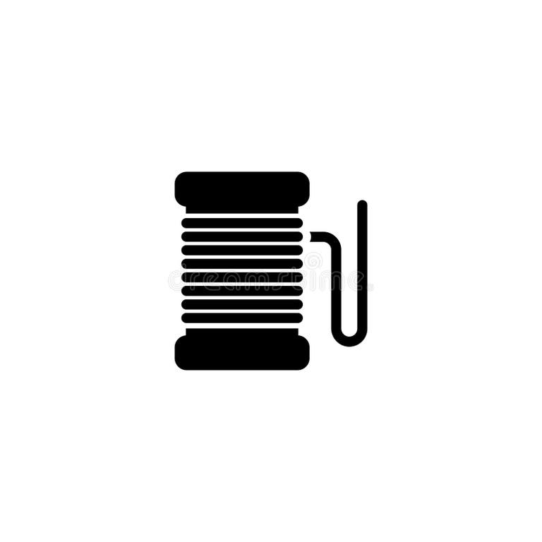Black, Simple, Modern Vector Icon of a Thread Spool with Needle ...