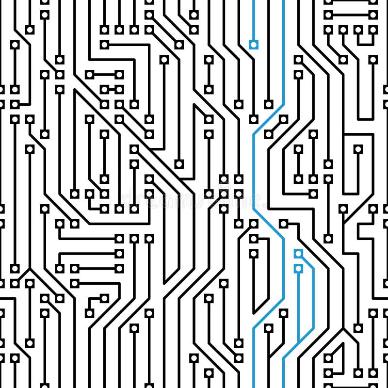 Black Simple Vector Circuit Board Seamless Pattern Stock Vector ...