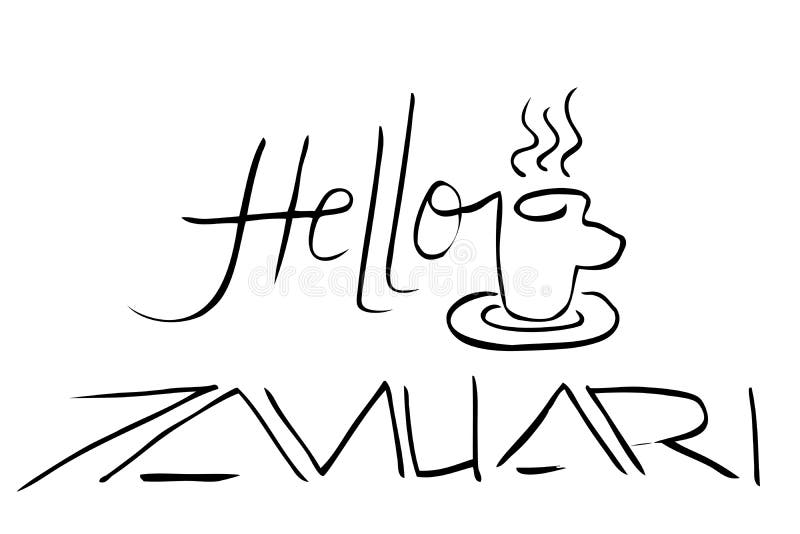 Black Simple Vector Hand Draw Sketch Lettering, Hello January Stock ...