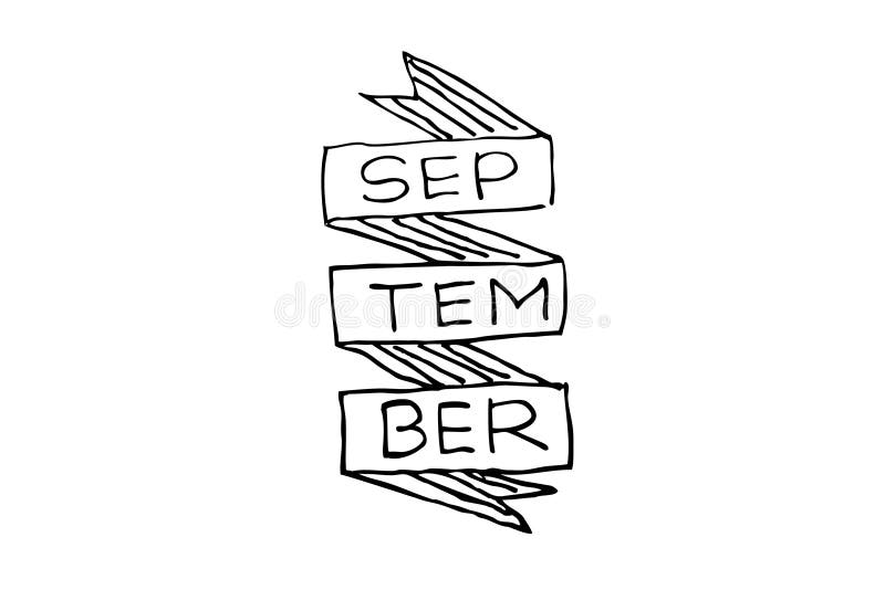 Black Simple Vector Hand Draw Sketch Lettering, September Text at ...