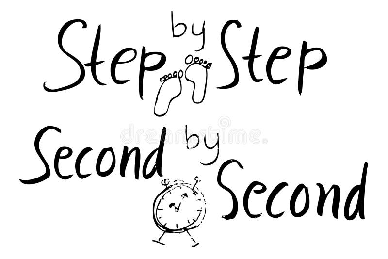 Black Simple Vector Hand Draw Sketch Lettering, Step by Step Second by ...