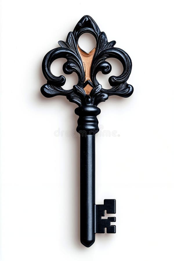A Black Skeleton Key on a White Background Stock Image - Image of ...