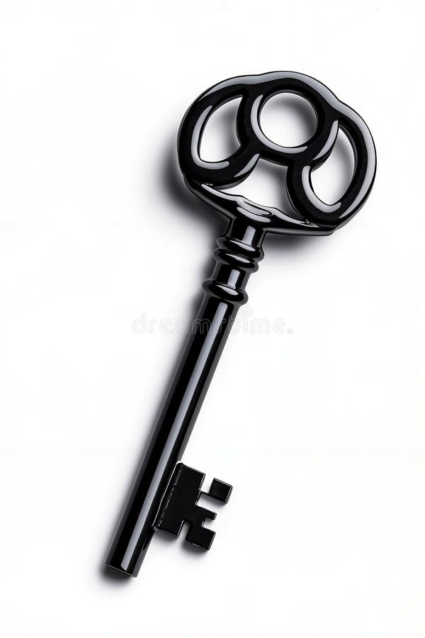 A Black Skeleton Key on a White Background Stock Illustration ...