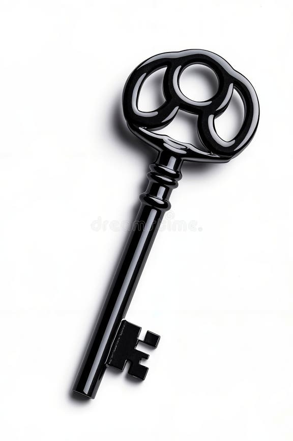 A Black Skeleton Key on a White Background Stock Illustration - Illustration of round, metaphor ...