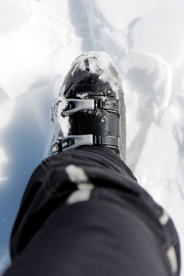 Black ski boot above stock photo. Image of hobby, buckle - 111785648