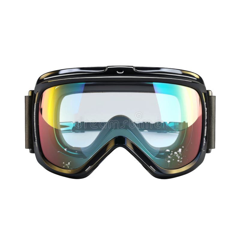 Black Ski Goggles with Rainbow Lens on White Background Stock ...