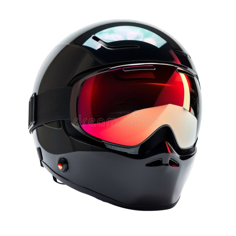 Black Ski Helmet with Red Goggles Stock Image - Illustration of ...