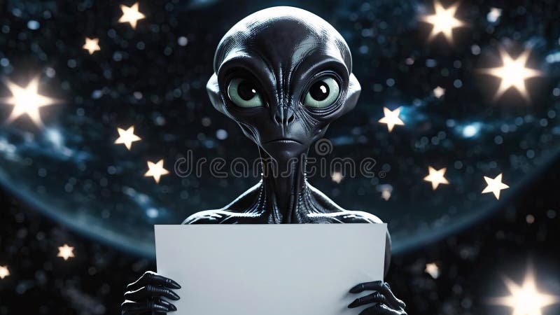 The Black-skinned, Large-eyed Alien in the Center of the Image is ...