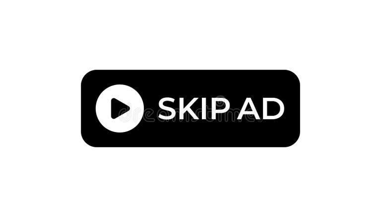 Skip Ad Button with Play Icon for Interactive Online Content and User ...