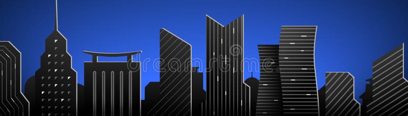 Black Skyscrapers on a Blue Gradient Background. Architectural Web ...