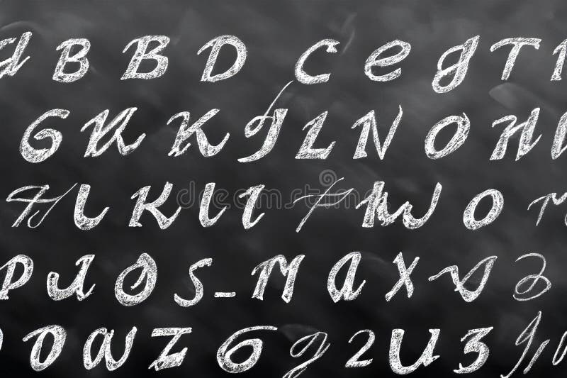 Black Slate Blackboard, with Alphabetic and Numeric Characters Written ...