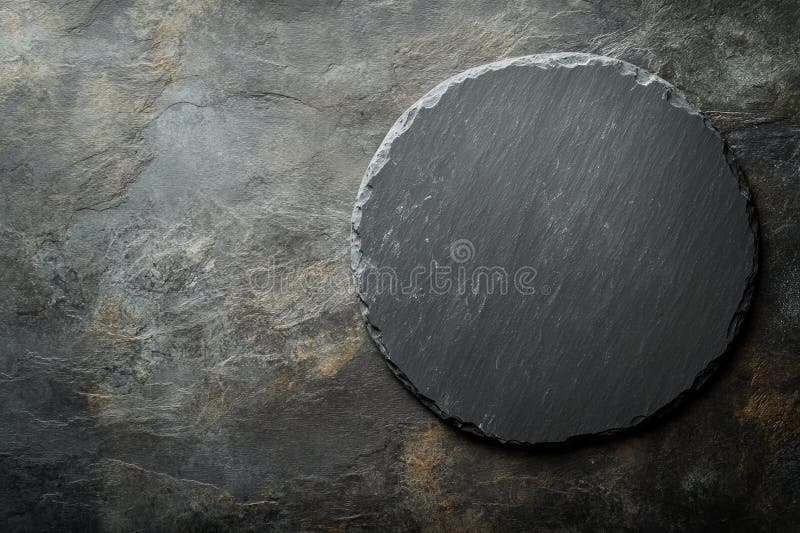 A Black Slate Board Atop a Dark Stone Texture, Seen from Above, with ...