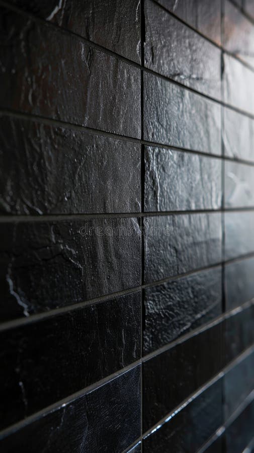 Black Slate Tile Wall with Texture, Close-up. Modern Interior Design ...
