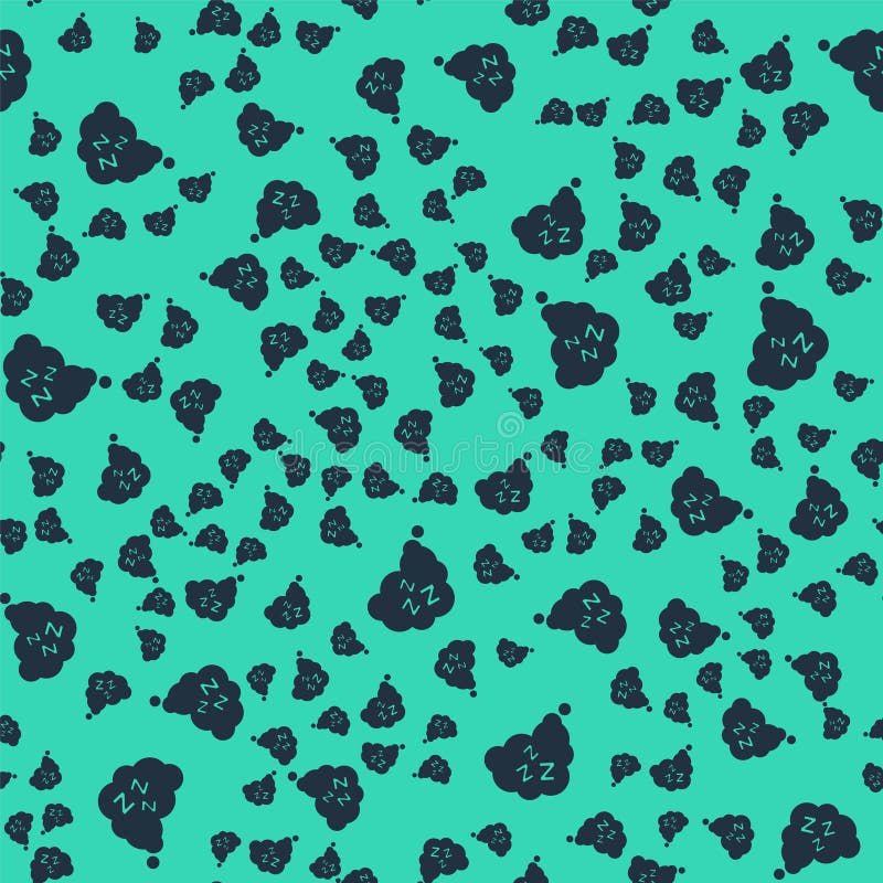 Black Sleepy Icon Isolated Seamless Pattern on Green Background. Sleepy ...