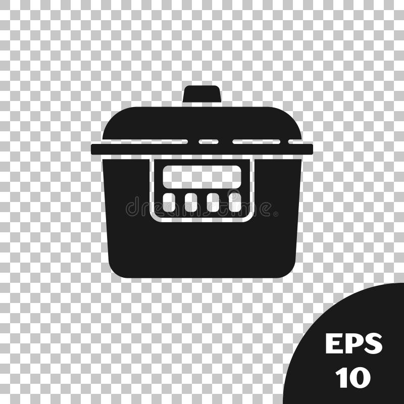 Black Slow Cooker Icon Isolated on Transparent Background. Electric Pan ...