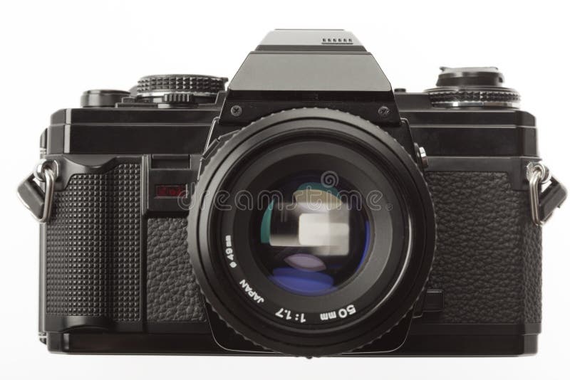 Black SLR camera from 1980 stock image. Image of front - 13727035