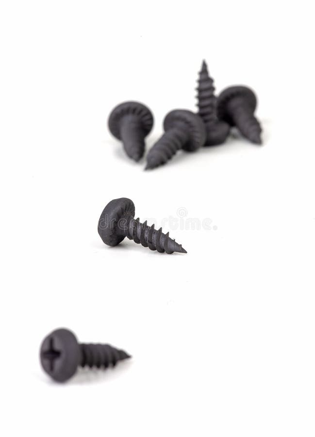 Black Small Screws Isolated on White Stock Image - Image of small ...