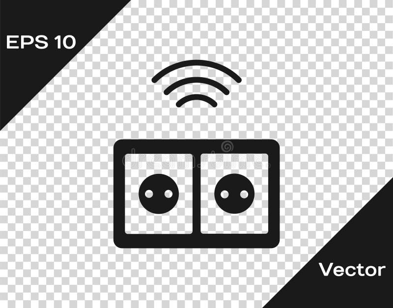 Black Smart Electrical Outlet System Icon Isolated on Transparent ...