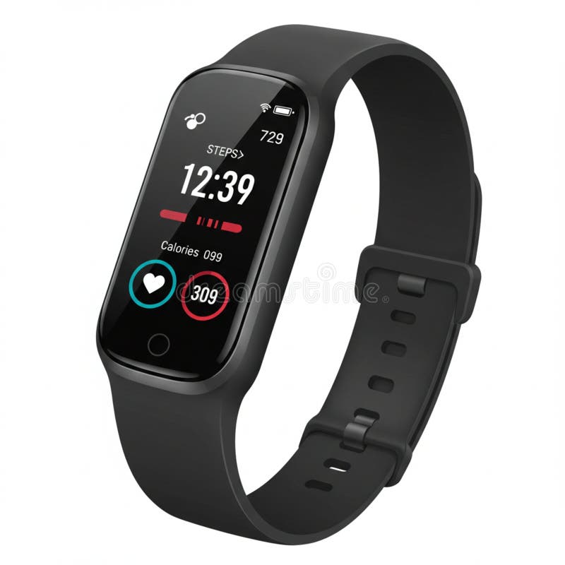 Black Smart Fitness Tracker with a Sleek Design and Digital Display ...
