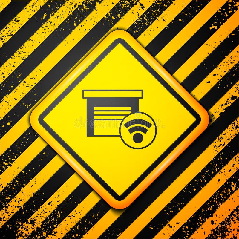 Black Smart Garage Icon Isolated on Yellow Background. Warning Sign ...